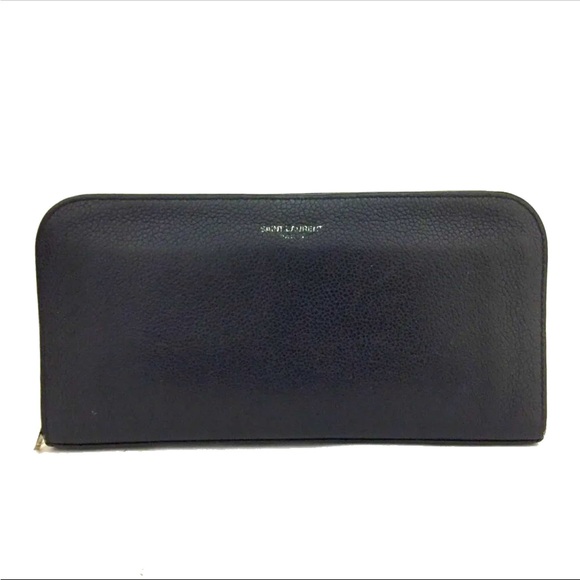 Yves Saint Laurent | Bags | Authentic Saint Laurent Logo Leather Zip ...
